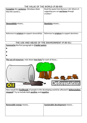 Value of the world; use and abuse of the environment resource (AQA ...