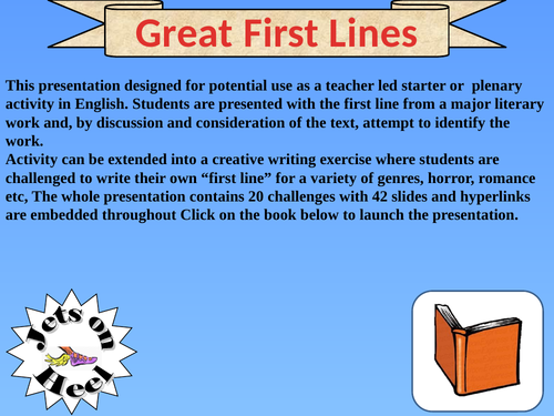 First Lines in Literature | Teaching Resources