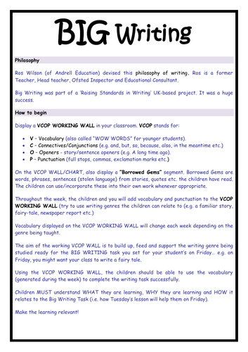 BIG WRITING - HOW TO GET STARTED | Teaching Resources