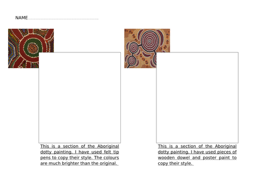 ART- aboriginal art unit of work for KS3, includes pupil workbooklet ...