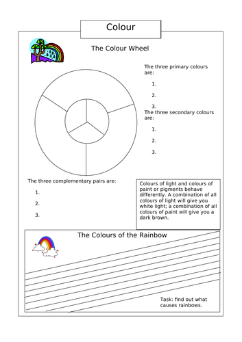 Art- colour theory worksheets | Teaching Resources