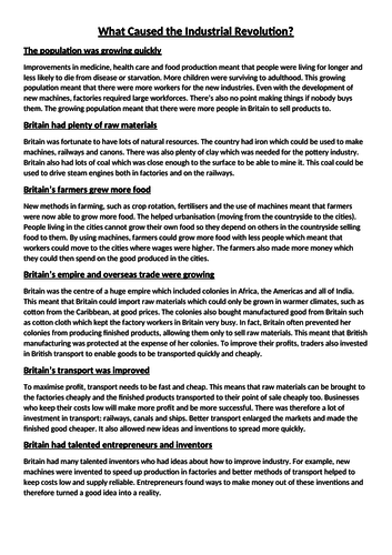 Why was there an Industrial Revolution in Britain? | Teaching Resources