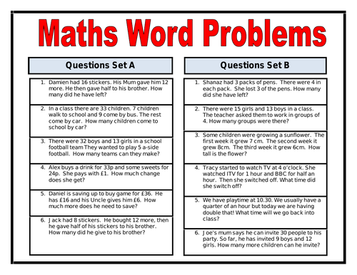 **Year 3 Maths - Word Problems** | Teaching Resources