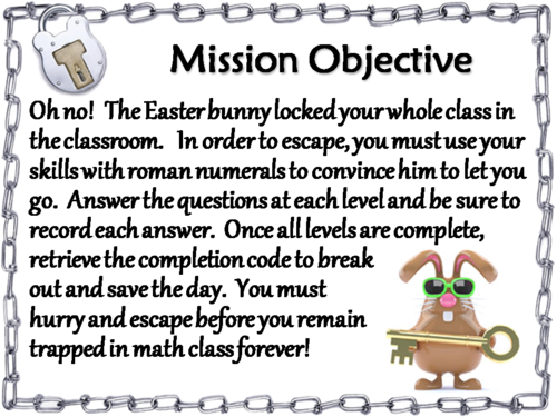 Easter Escape Room Math: Roman Numerals Game (4th 5th 6th 7th Grade ...