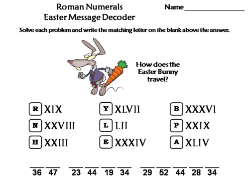 Roman Numerals Easter Math Activity: Message Decoder | Teaching Resources