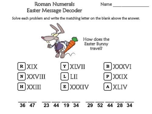 Roman Numerals Easter Math Activity: Message Decoder | Teaching Resources