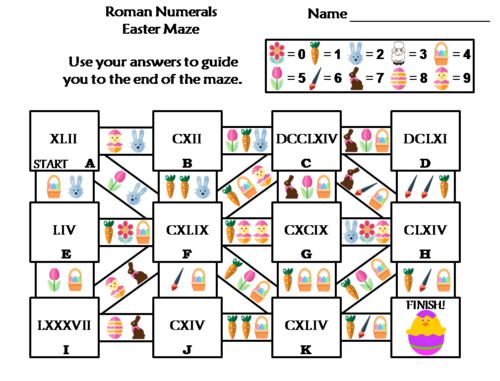 Roman Numerals Activity: Easter Math Maze | Teaching Resources