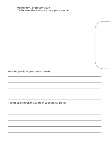 KS1 RE Special Places Worksheet | Teaching Resources