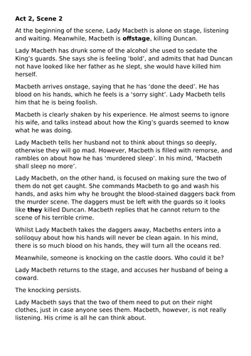 Macbeth: Act 2 for Lower Ability | Teaching Resources