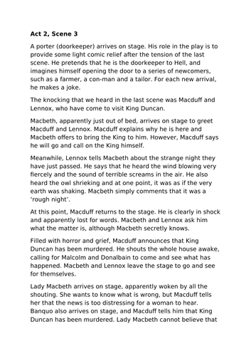 Macbeth: Act 2 for Lower Ability | Teaching Resources