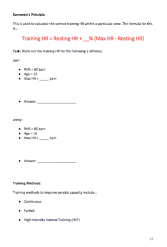 A-Level PE (OCR): Exercise Physiology Workbook | Teaching Resources