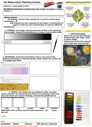 Watercolour Techniques worksheet- Art Painting | Teaching Resources