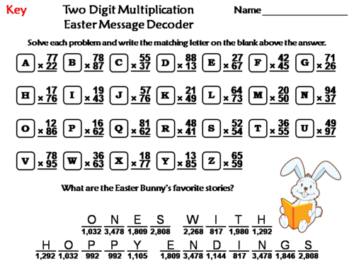 Two Digit Multiplication Easter Math Activity: Message Decoder ...
