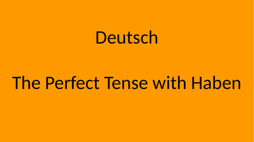 German Cover Work Perfect Tense with Haben | Teaching Resources