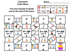 Exponents Activity: Easter Math Maze | Teaching Resources