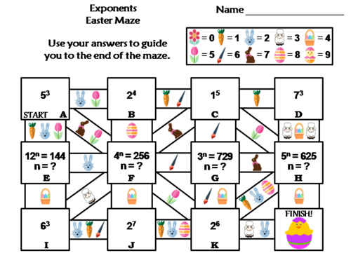 Exponents Activity: Easter Math Maze | Teaching Resources