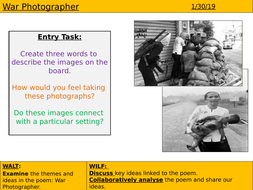 War Photographer Poetry AQA | Teaching Resources