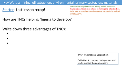 Nigeria Case Study- TNCs and Economic Development- Environmental ...