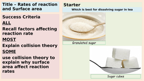AQA GCSE rates of reaction and effect of surface area | Teaching Resources