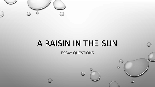 A Raisin in the Sun Essay notes on character comparison A Level English ...