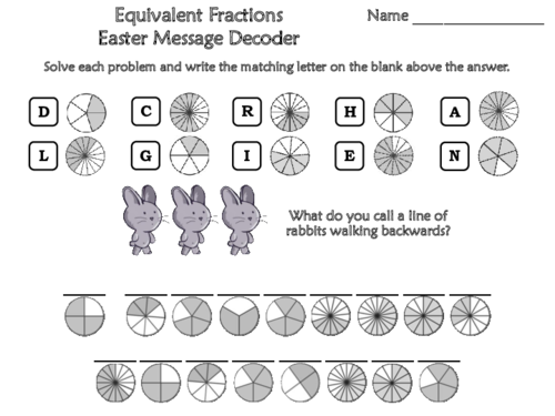 Equivalent Fractions Easter Math Activity: Message Decoder | Teaching ...