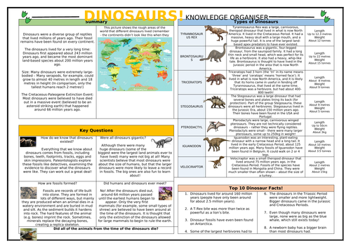 Dinosaurs Knowledge Organiser/ Revision Mat! | Teaching Resources