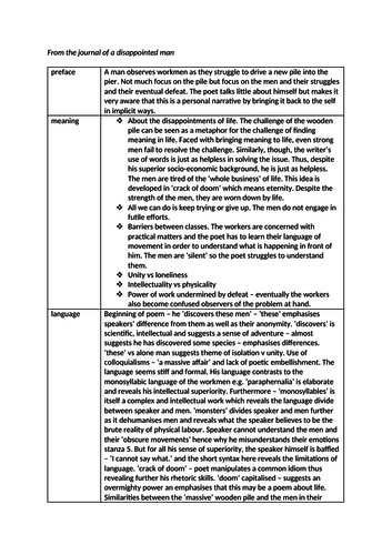 From the Journal of a Disappointed Man Poems of the Decade a level ...