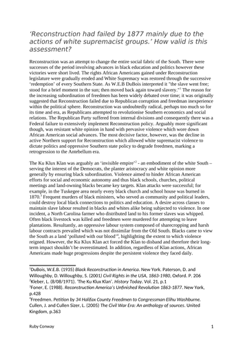 History A level coursework OCR FULL MARKS reconstruction in the US ... History A level coursework OCR FULL MARKS reconstruction in the US ...