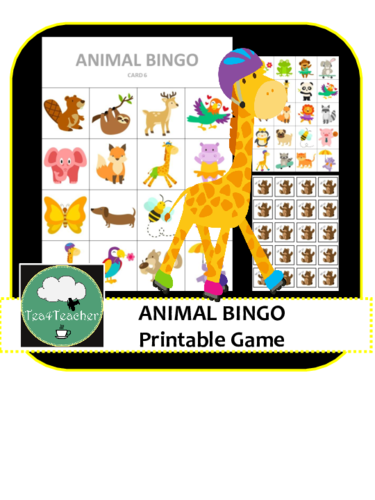 Animals Bingo - Cute Animal Themed Bingo Game for Preschool & K-2 kids ...
