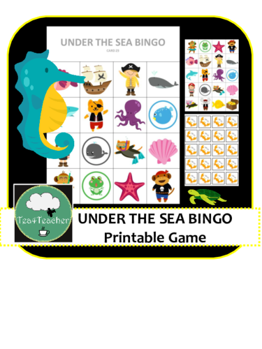 Under the Sea Bingo - Cute Ocean Themed Bingo Game for Preschool & K-2 ...