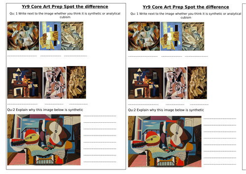 Cubism tonal shading year 9 ART perspective | Teaching Resources