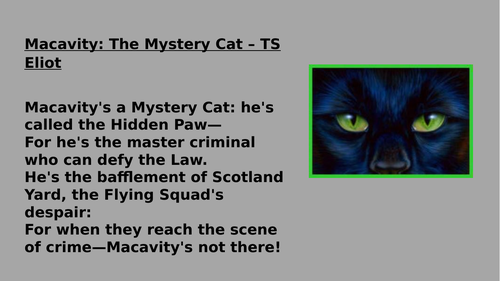 Macavity The Mystery Cat Classic Poetry TS Eliot Illustrated PowerPoint ...