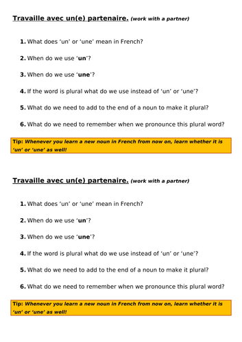 Genders in French | Teaching Resources