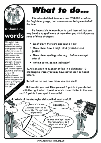 Unfamiliar words - English Homework - UKS2 | Teaching Resources