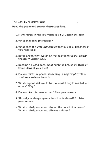 The Door Fabulous poem by Miroslav Holub Illustrated PPT with ...