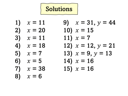 Angles in Parallel Lines - Solving Linear Equations | Teaching Resources
