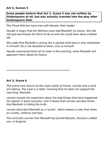 Macbeth: Act 3 for Lower Ability | Teaching Resources