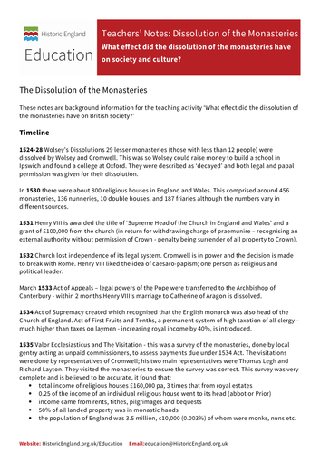What effect did the dissolution of the monasteries have on English ...