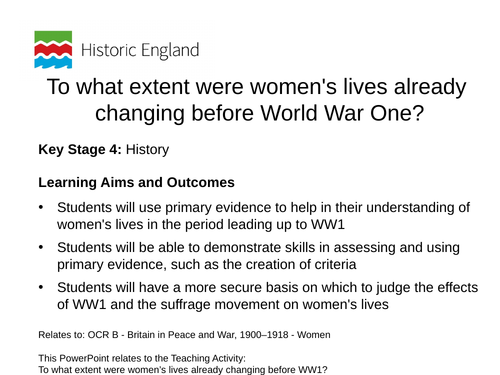 Women's lives before WW1 | Teaching Resources