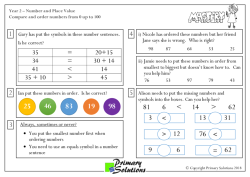 Compare and Order Numbers - Mastery Maths - Year 2 Reasoning - Sample ... Compare and Order Numbers - Mastery Maths - Year 2 Reasoning - Sample ...