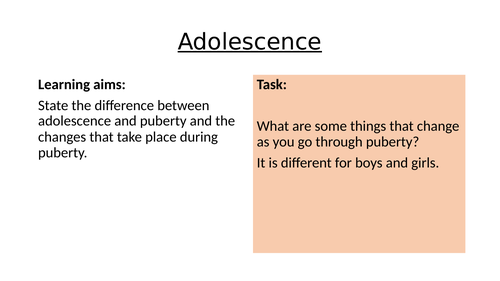 KS3 Adolescence and Puberty | Teaching Resources