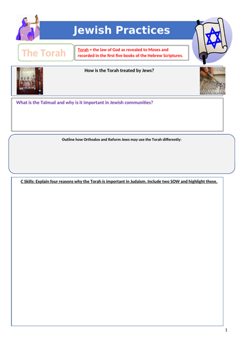 Eduqas Judaism Revision Workbook Beliefs, Teachings and Practices. Tasks, practice questions ...