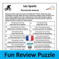 Sports in French (Les Sports) Worksheets | Teaching Resources