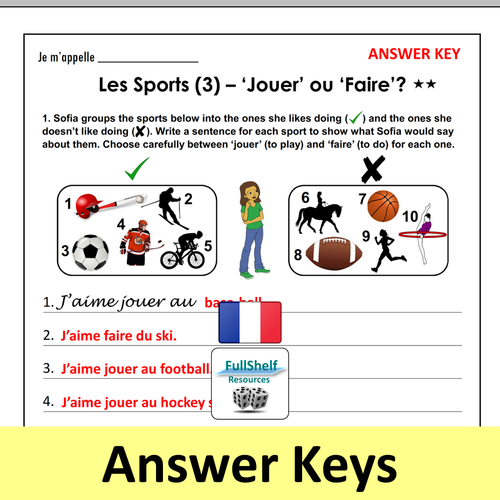 Sports in French (Les Sports) Worksheets | Teaching Resources