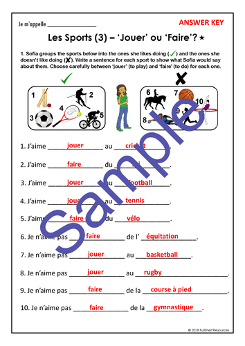 Sports in French (Les Sports) Worksheets | Teaching Resources