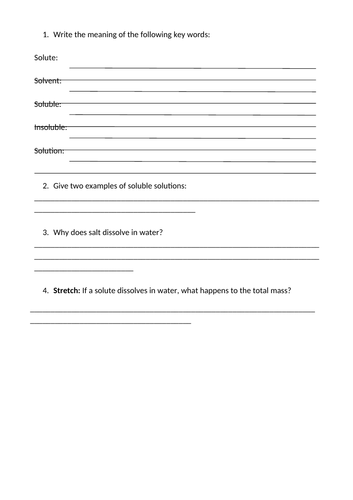 Solutions and Solubility double lesson Activate 1 year 7 KS3 suitable ...
