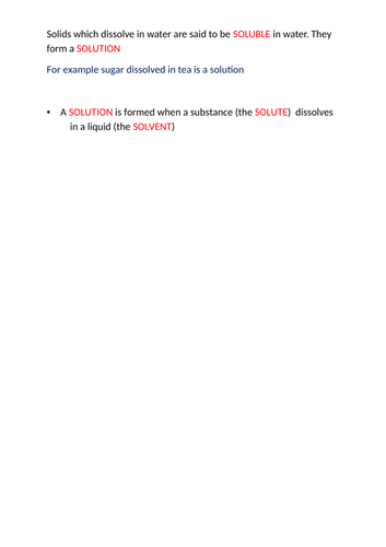 Solutions and Solubility double lesson Activate 1 year 7 KS3 suitable ...