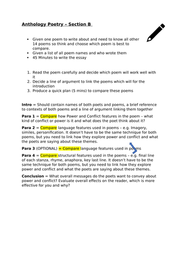 Anthology Poems - How to answer - GCSE English | Teaching Resources