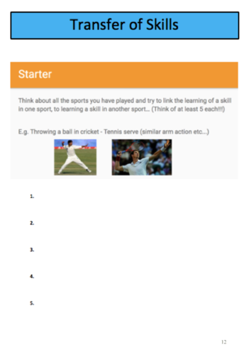 A-Level PE (OCR): Skill Acquisition Workbook | Teaching Resources