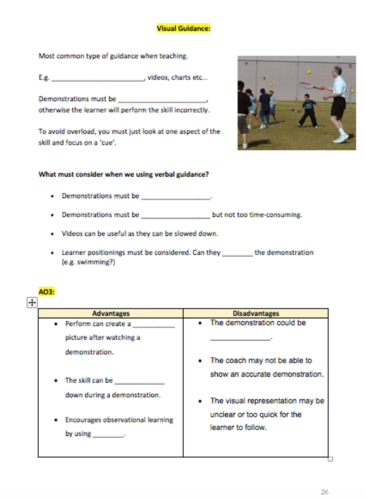 A-Level PE (OCR): Skill Acquisition Workbook | Teaching Resources